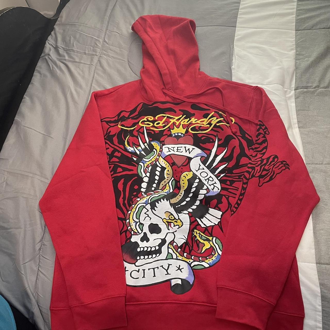 🐅Red Ed Hardy Hoodie With Tags! Brand new with tags,... - Depop