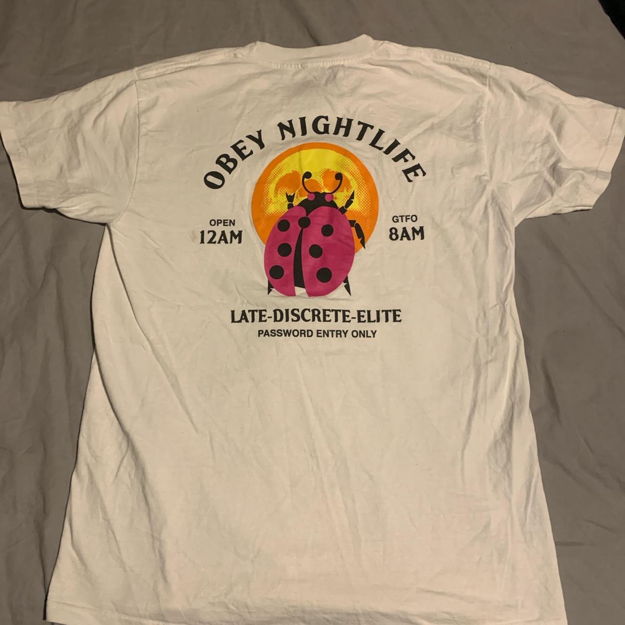 Obey, nightlife t shirt Size medium Oversized fit... - Depop