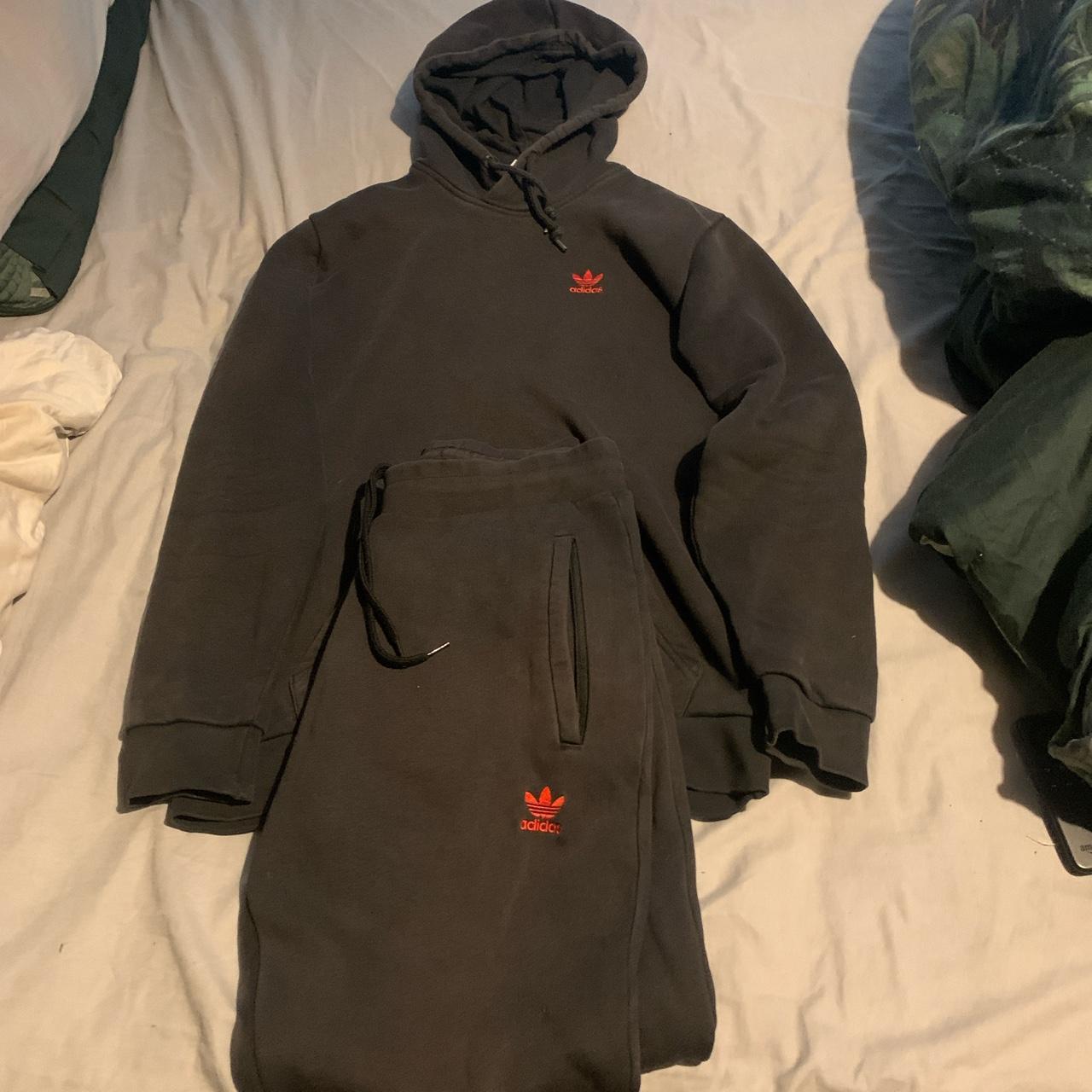 Adidas originals Black/red tracksuit Size medium... - Depop