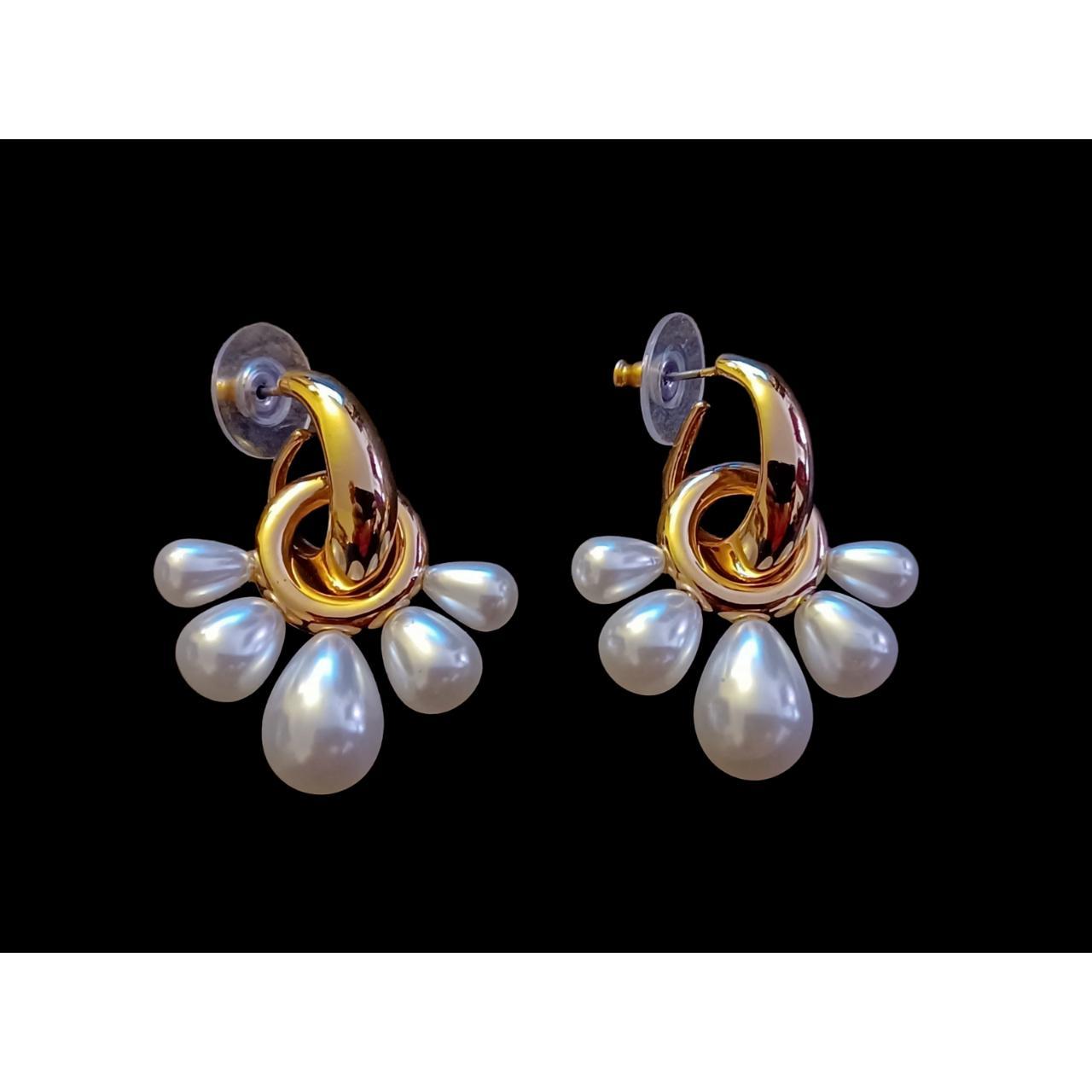 Mignonne Gavigan Gold Tone Drop Dangle Faux Pearl... - Depop