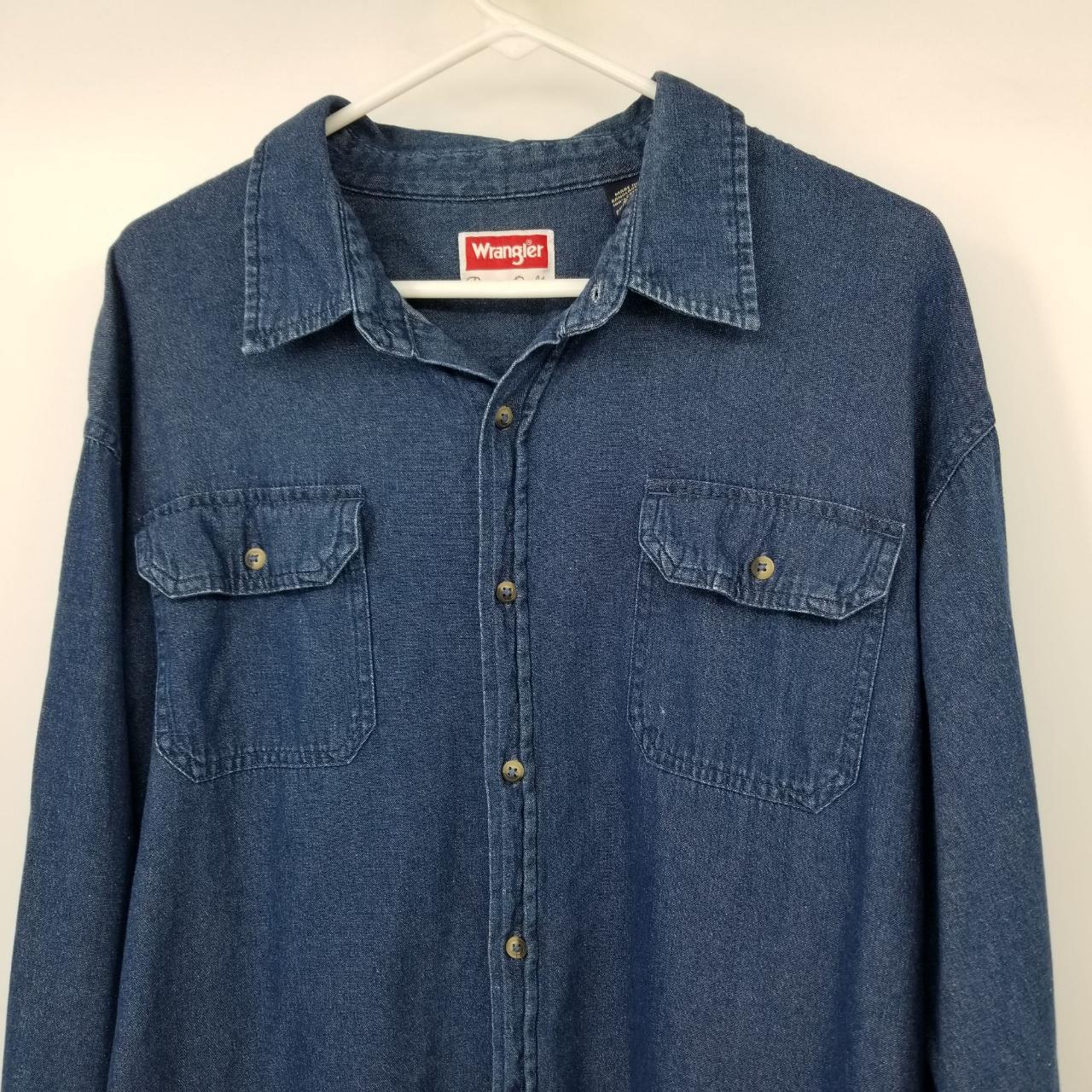 Wrangler Men's Long Sleeved Button Down Denim... | Depop