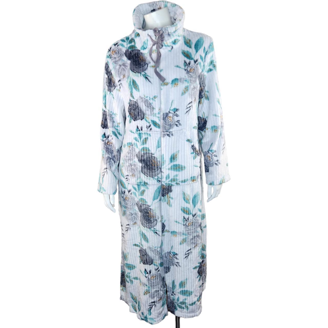 Stan Herman English Rose Plush Long Zip Lounger... - Depop