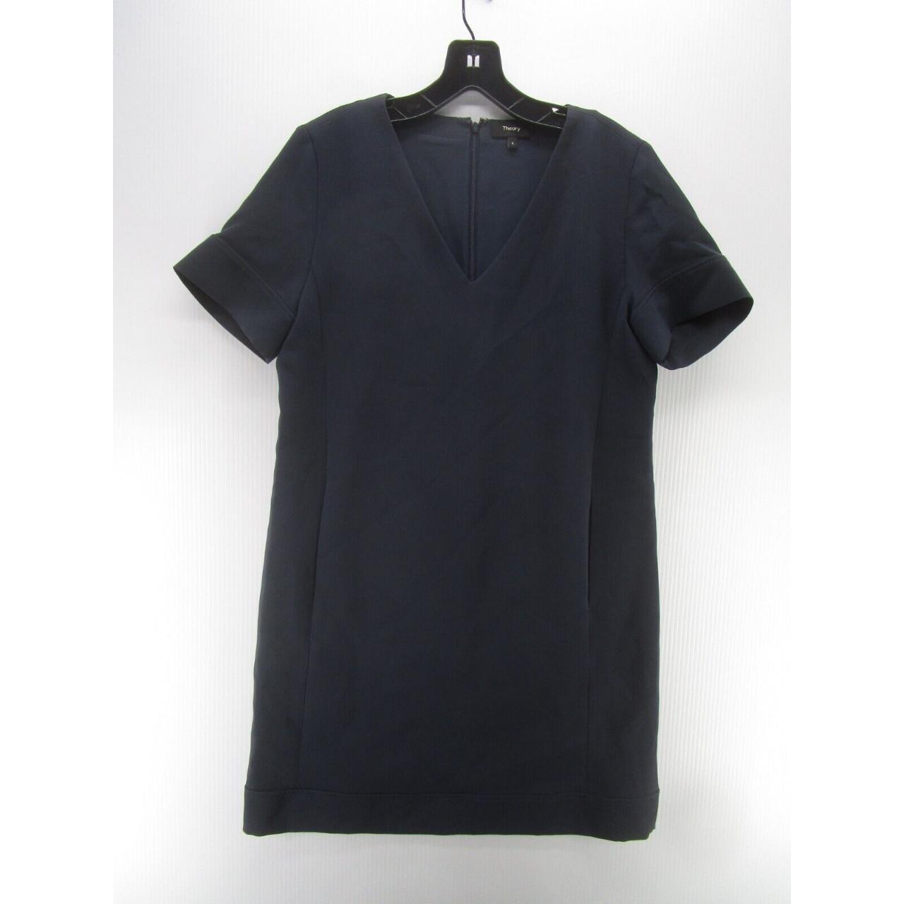 Theory Dress Women 8 Blue Shift Banded V-Neck Zip Up... - Depop