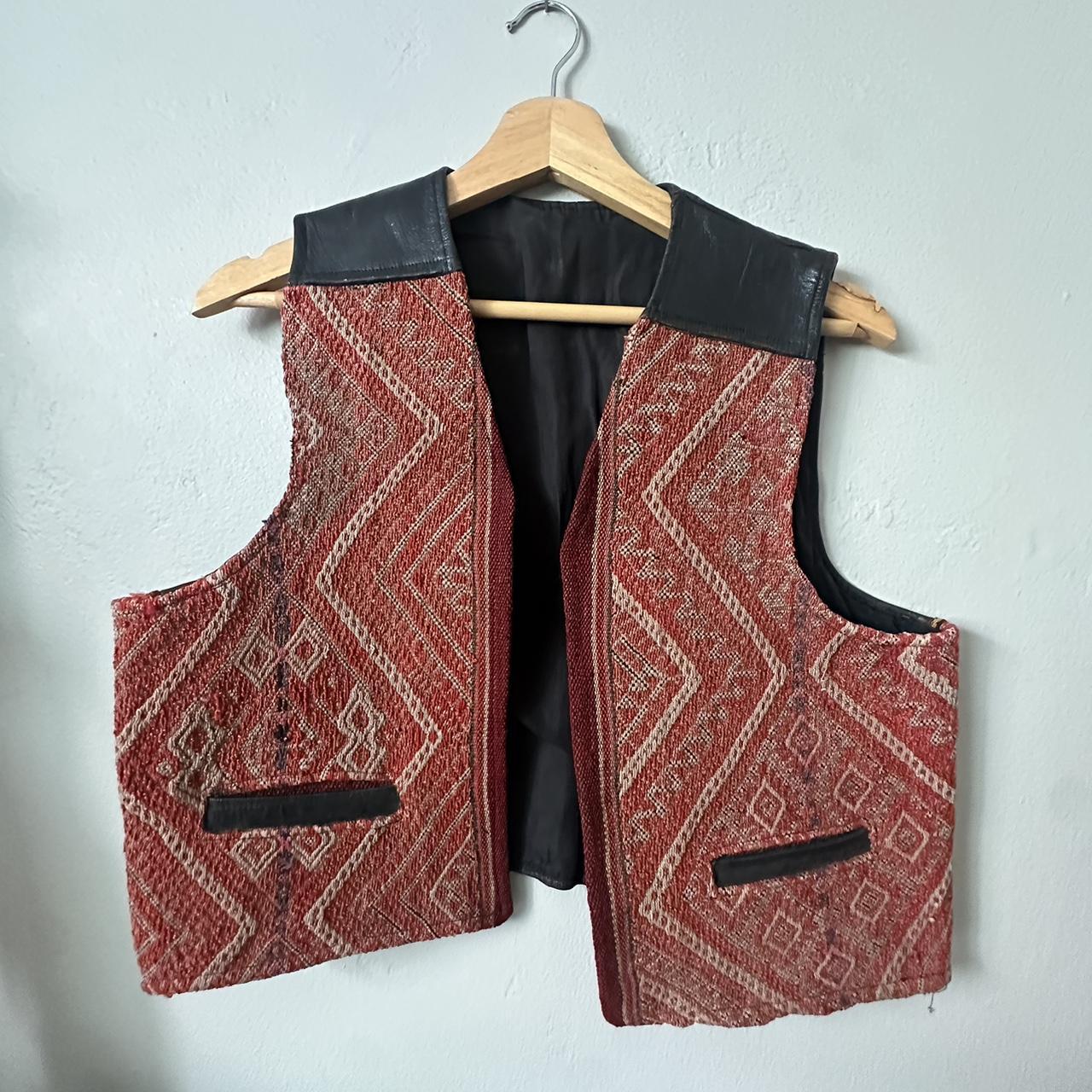 Vintage Peruvian vest - slight discoloration upper... | Depop