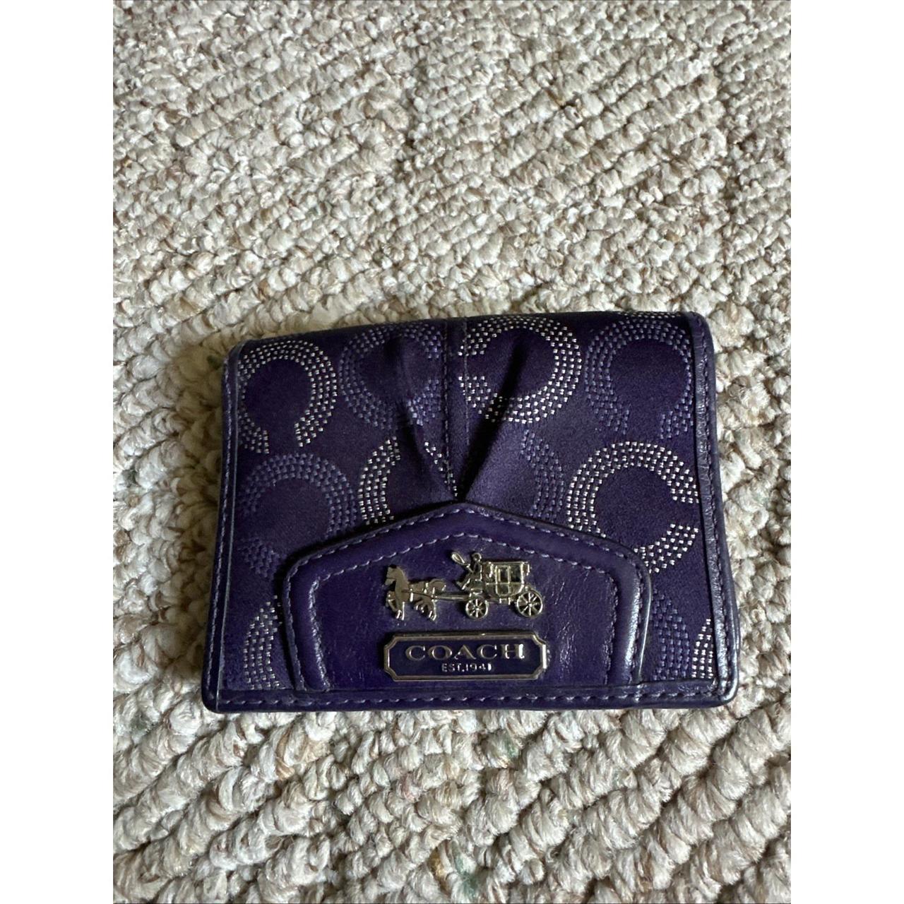 Womens COACH ID Card Case Mini Wallet Purple The... | Depop