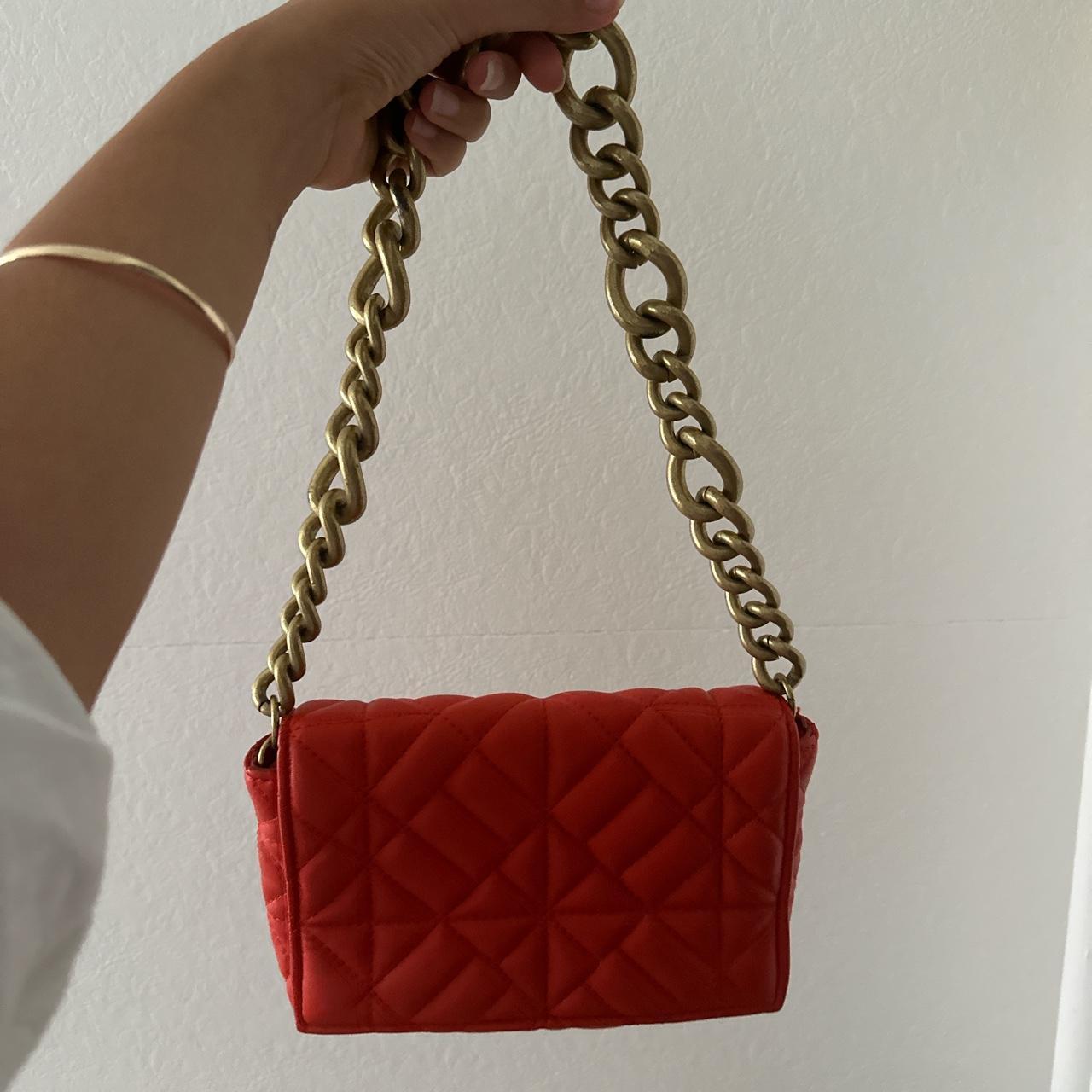 Zara red bag Gold chain strap - Depop