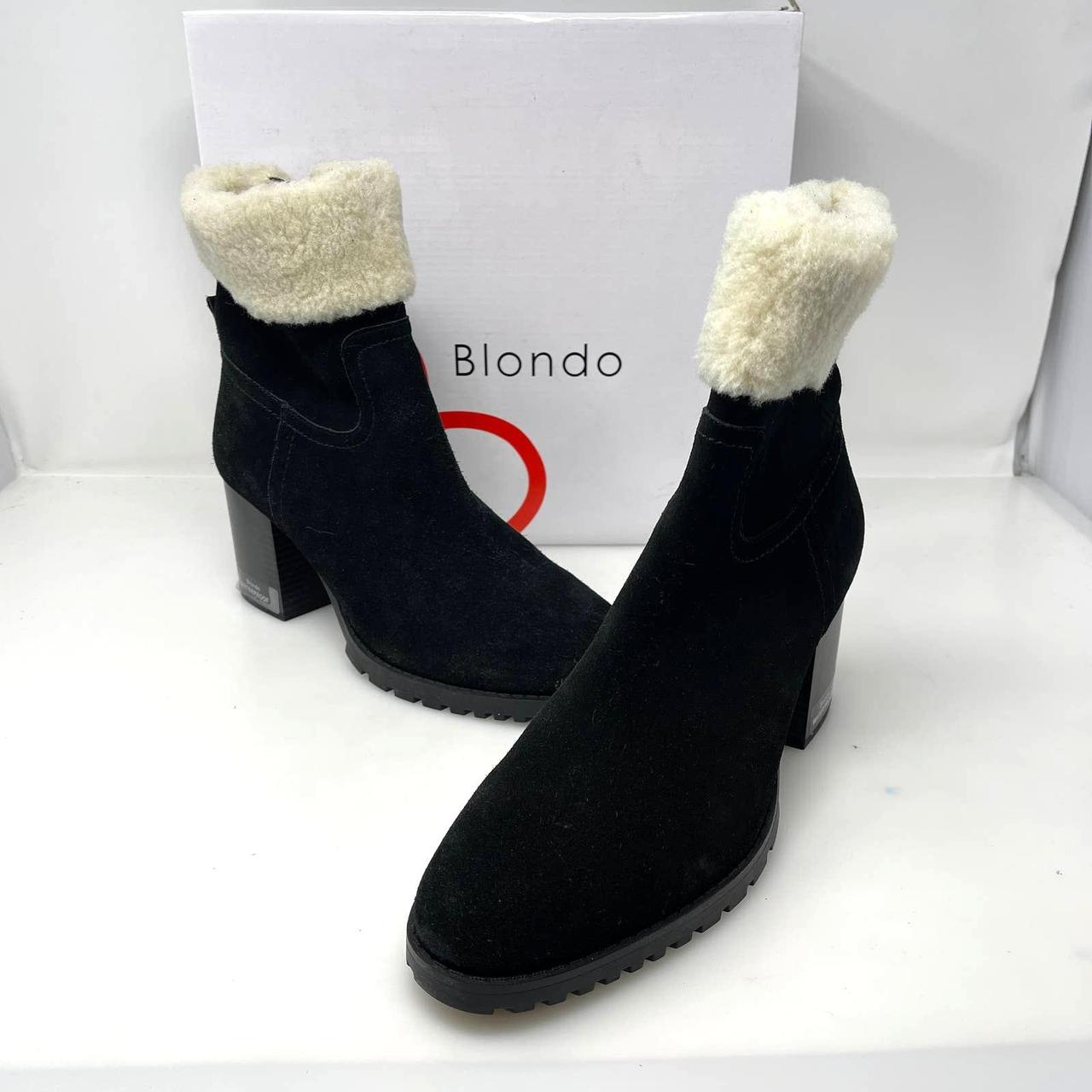 Blondo Tia Sherpa Cuff Ankle Booties in Black Size... - Depop