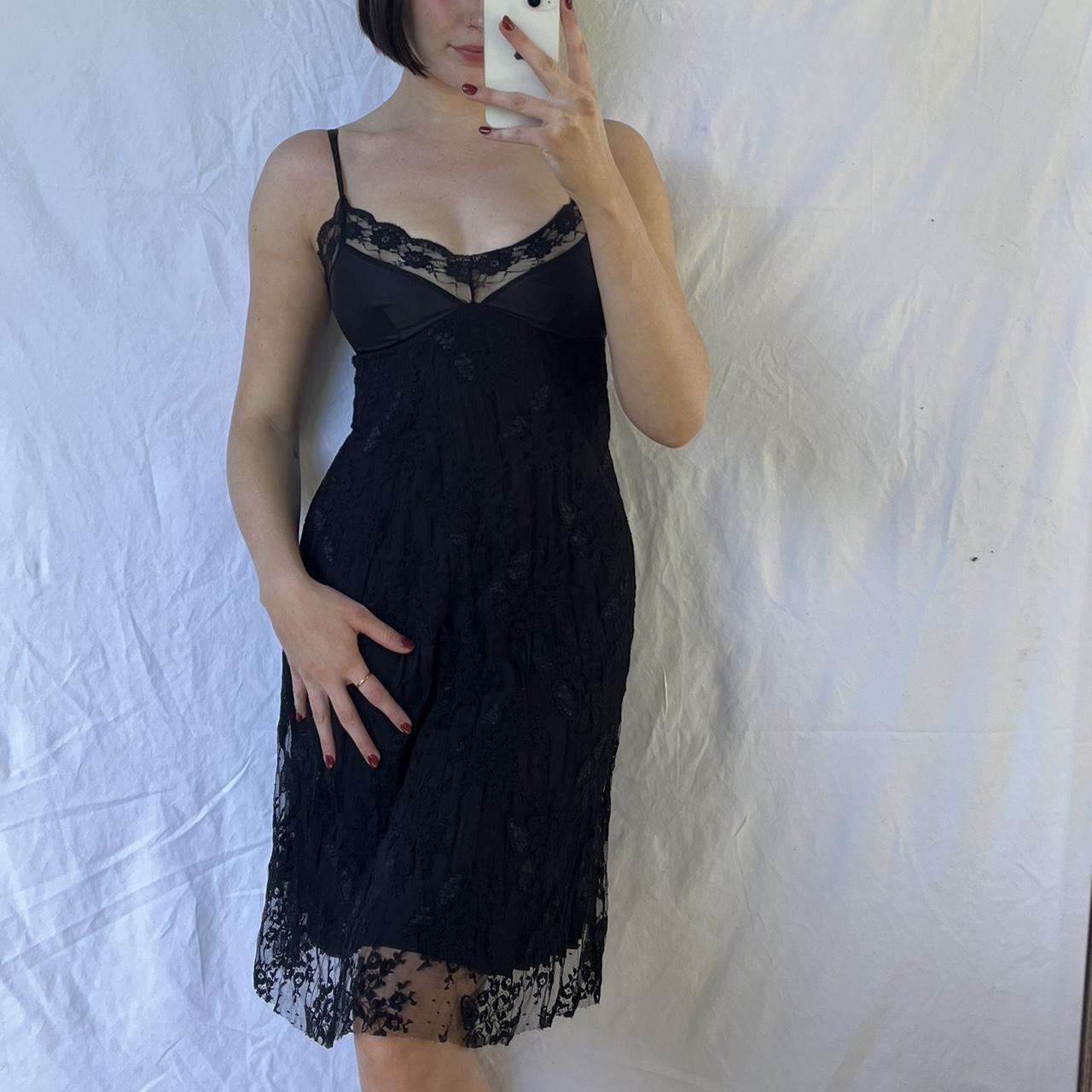 Gorgeous black lace midi-dress - Size: Labelled 8... - Depop