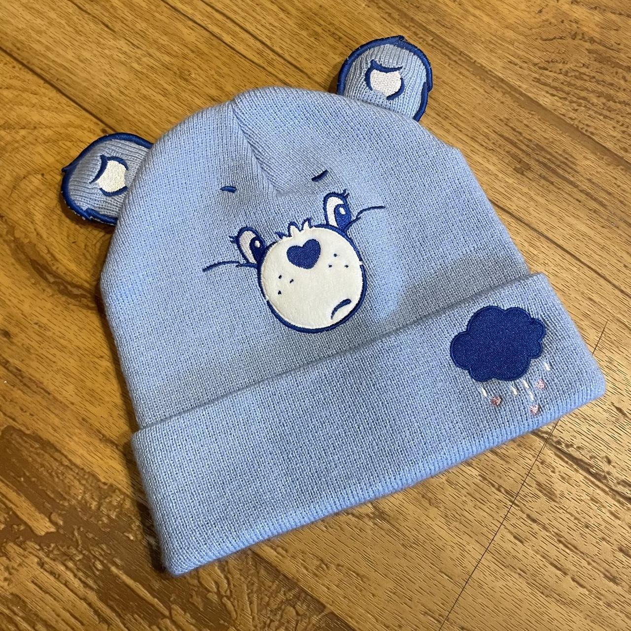 Y2K Blue Care Bear Grumpy Sad Bear Beanie Brand new... | Depop