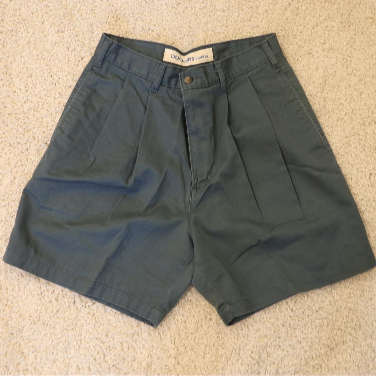 Pleaded dark green dockers shorts. - Depop