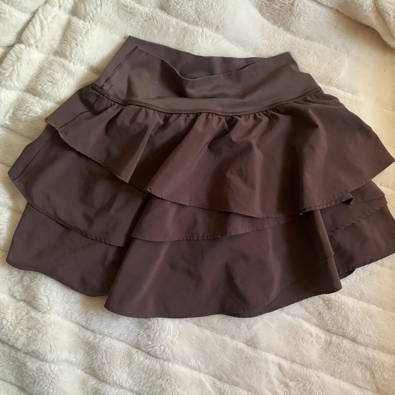 Aerie ruffle brown mini skirt with built in shorts... - Depop