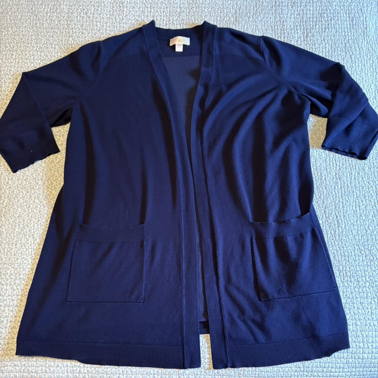 Belle by Kim Gravel Navy Cardigan 3/4 length sleeves | Depop