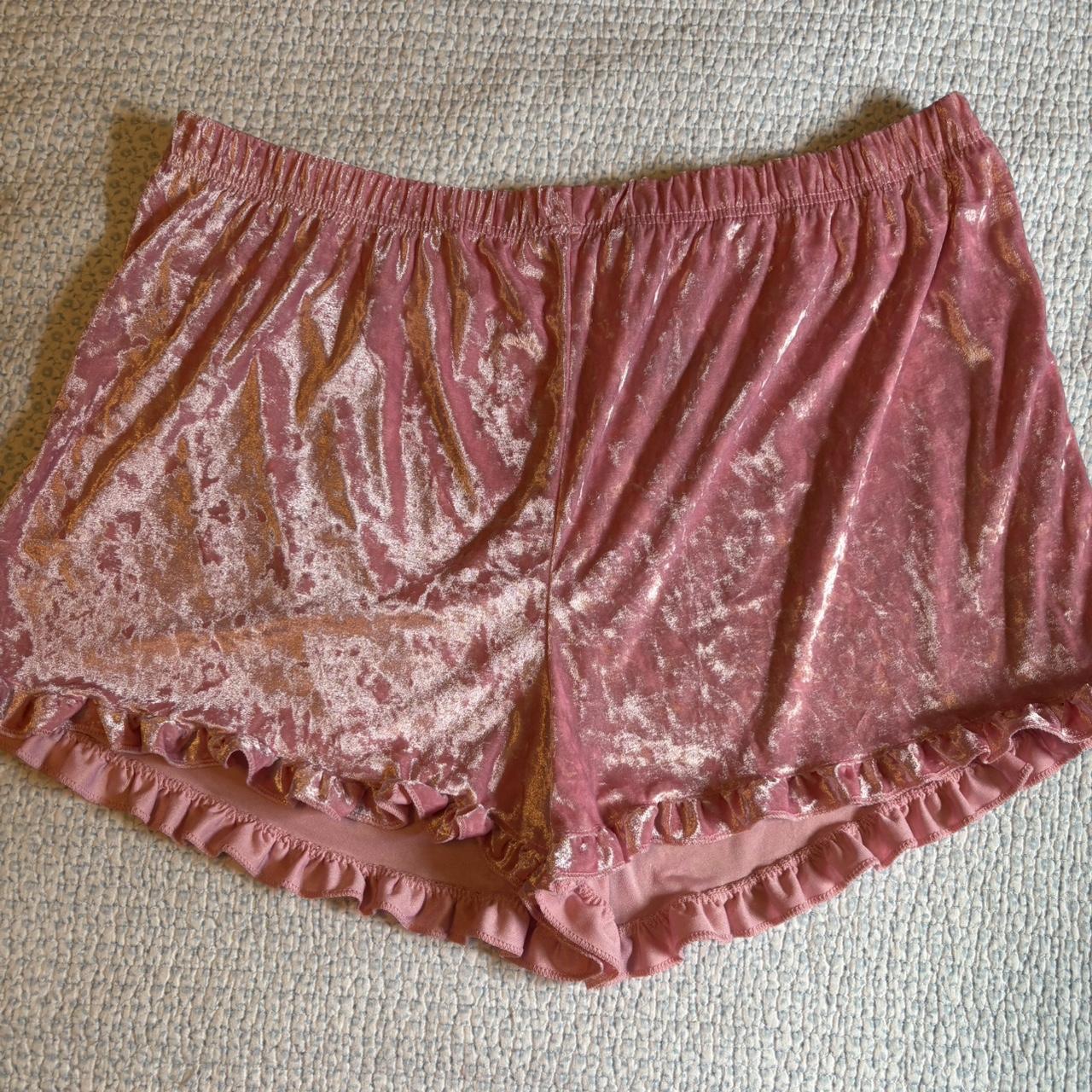 Bobbie Brooks Pink Velvet Style Sleep Shorts | Depop