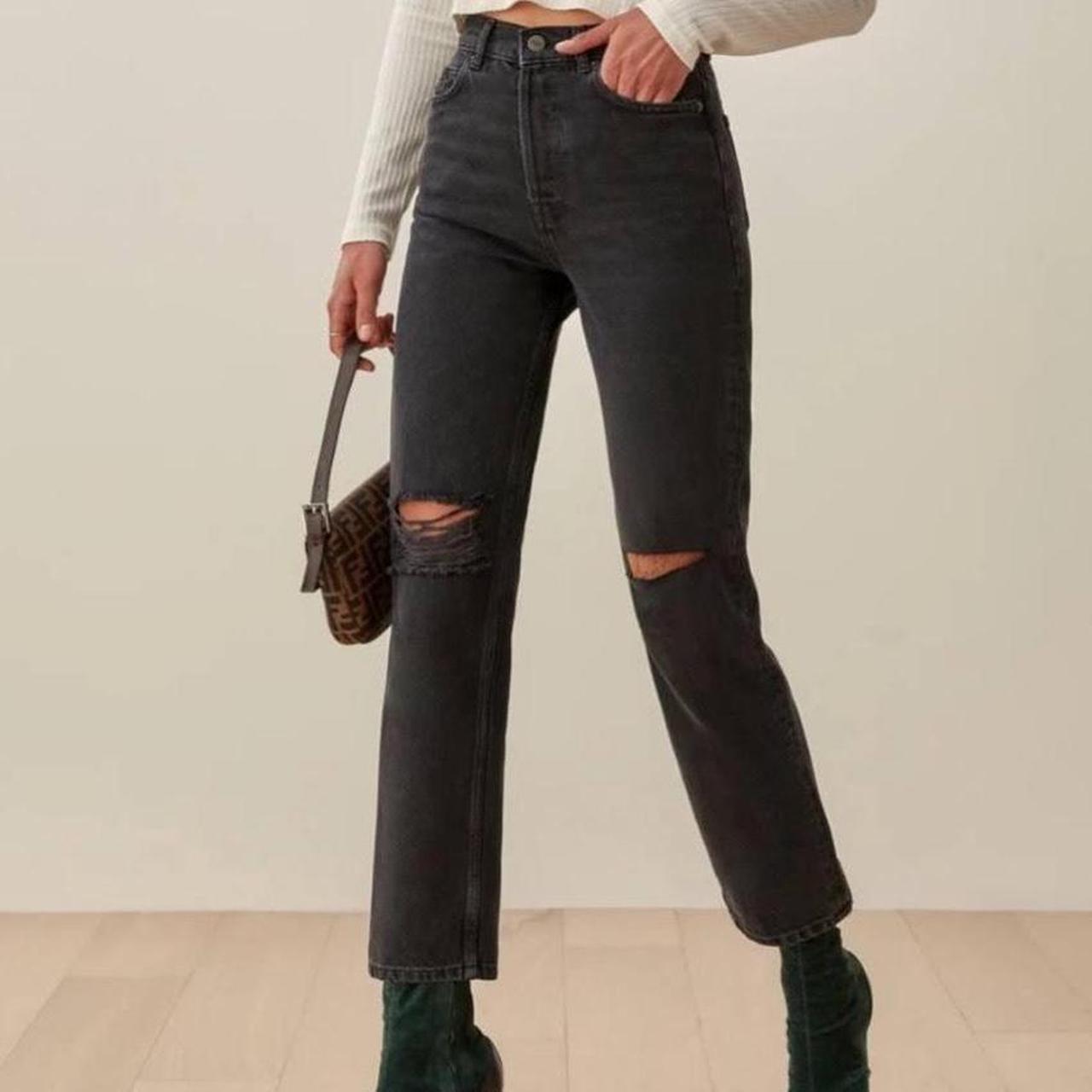 #Reformation black ripped straight jeans! i love... - Depop