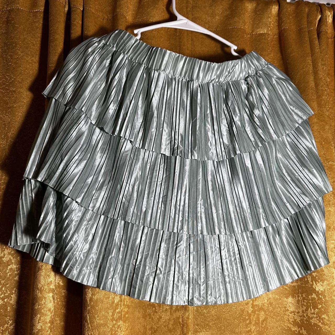 SHEIN shimmery blue ruffle skirt with elastic... - Depop