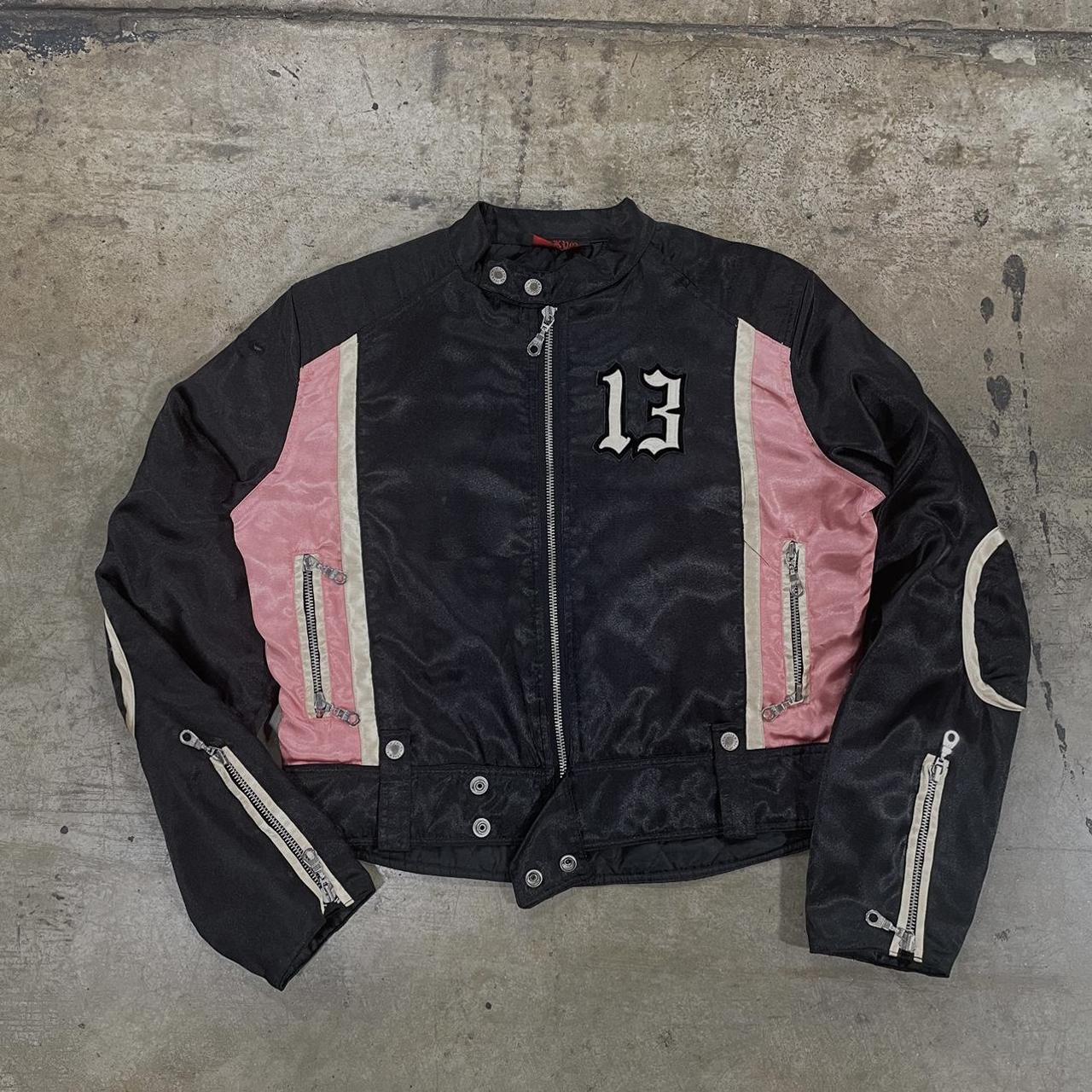 Tokyo denim satin Y2K Tripp NYC moto jacket Size... - Depop