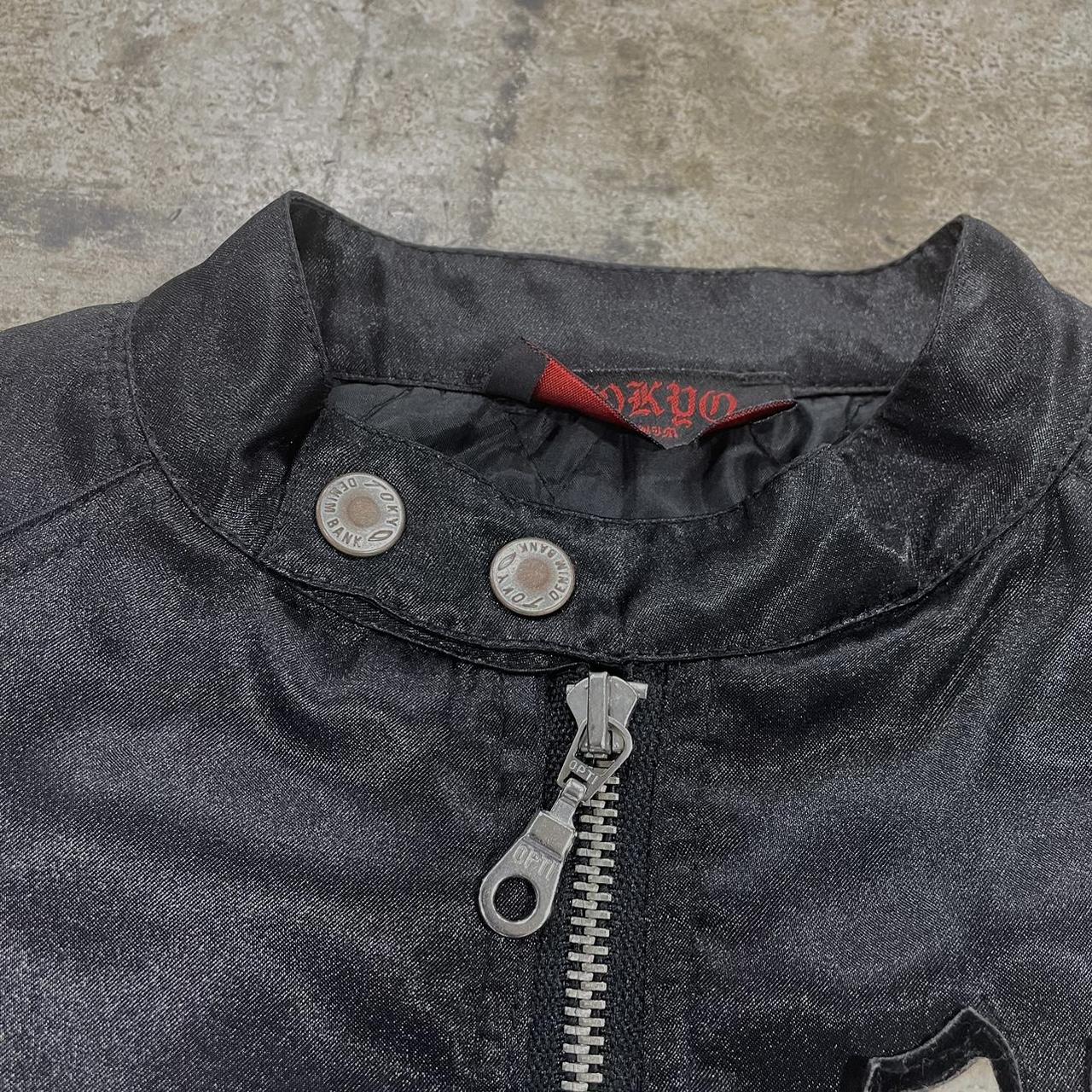 Tokyo denim satin Y2K Tripp NYC moto jacket Size... - Depop