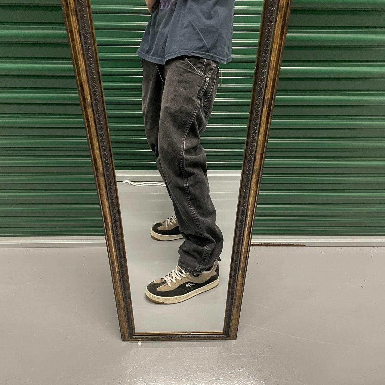 Vintage 90s Faded black Denim skater wide leg baggy... - Depop