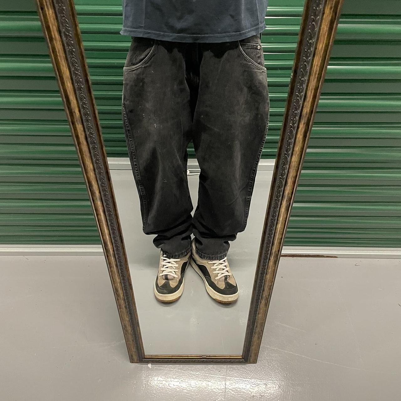 Vintage 90s Faded black Denim skater wide leg baggy... - Depop