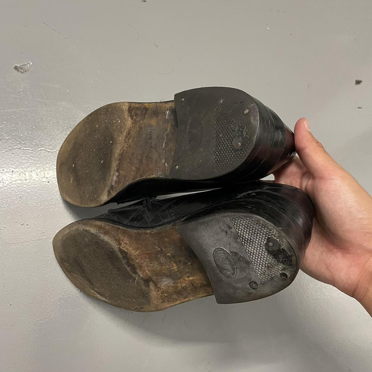 Vintage black leather penny loafer tassel... - Depop