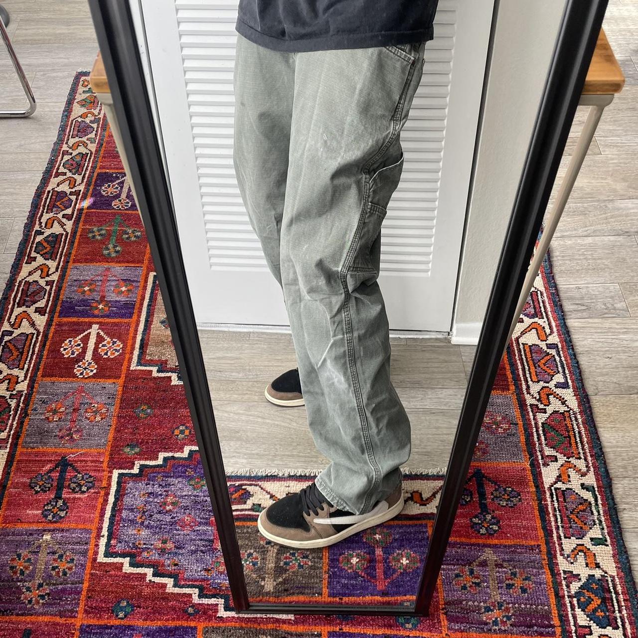 Vintage Baggy Faded Olive Green Dickies Skater... - Depop