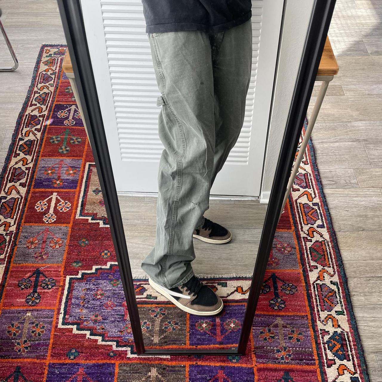 Vintage Baggy Faded Olive Green Dickies Skater... - Depop