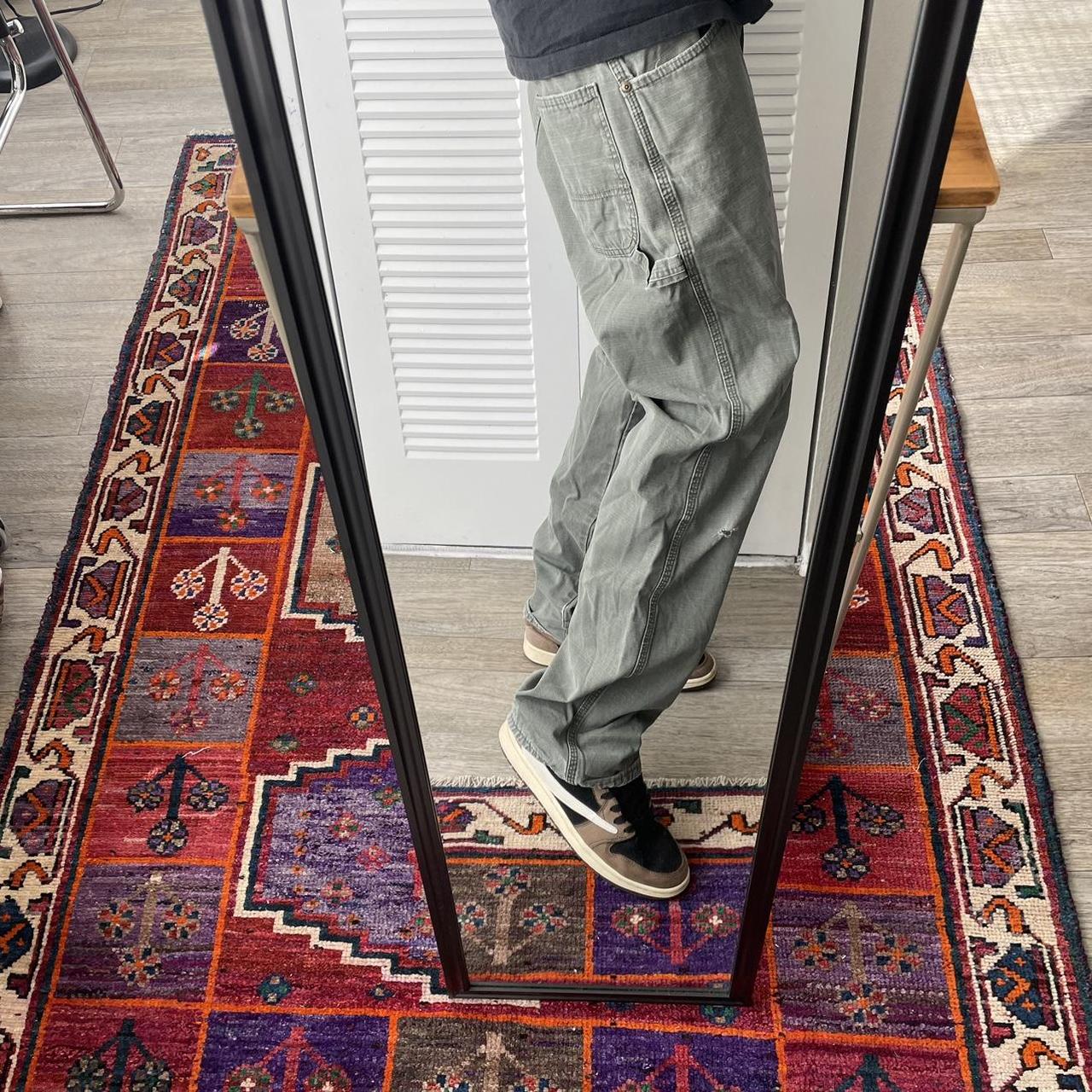 Vintage Baggy Faded Olive Green Dickies Skater... - Depop