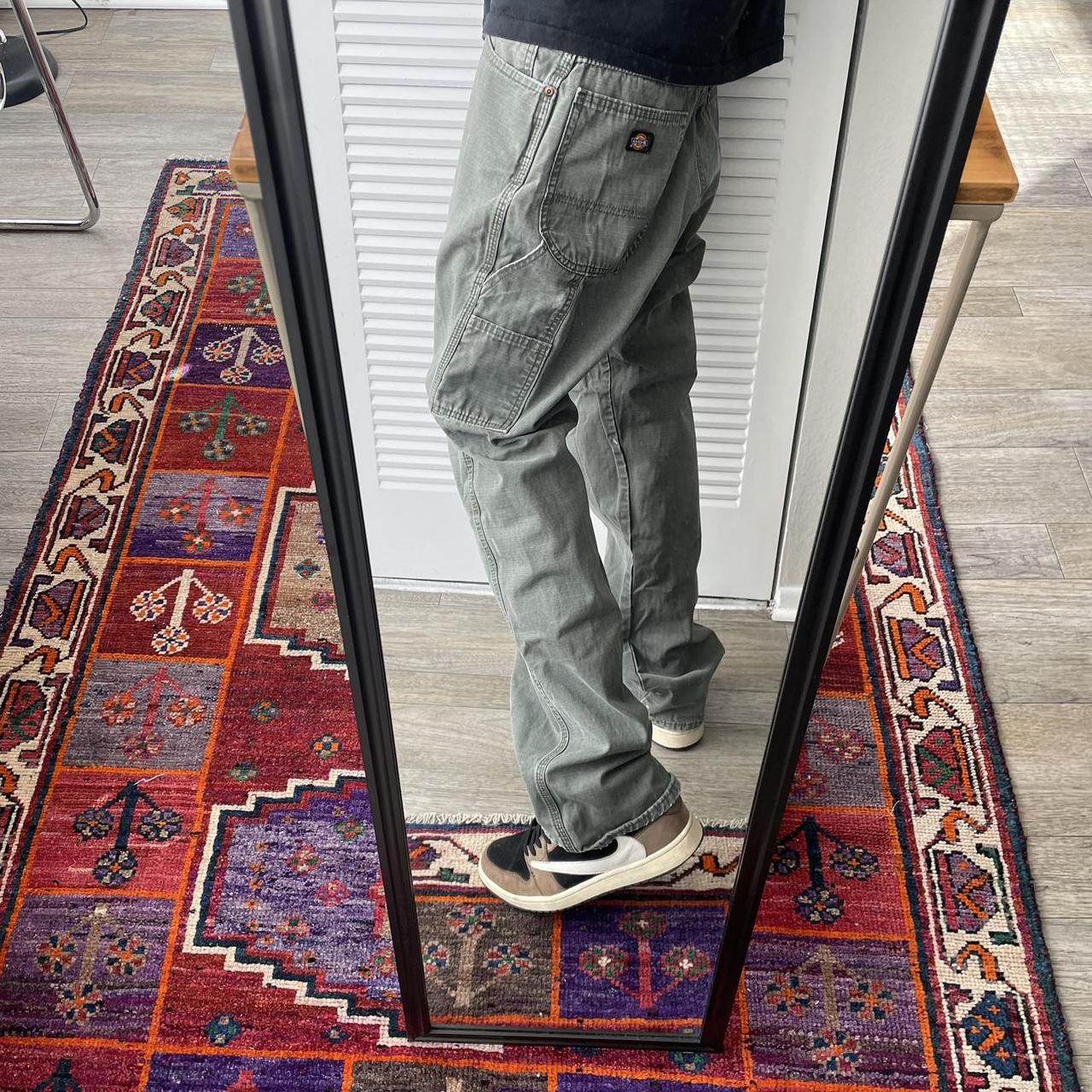 Vintage Baggy Faded Olive Green Dickies Skater... - Depop