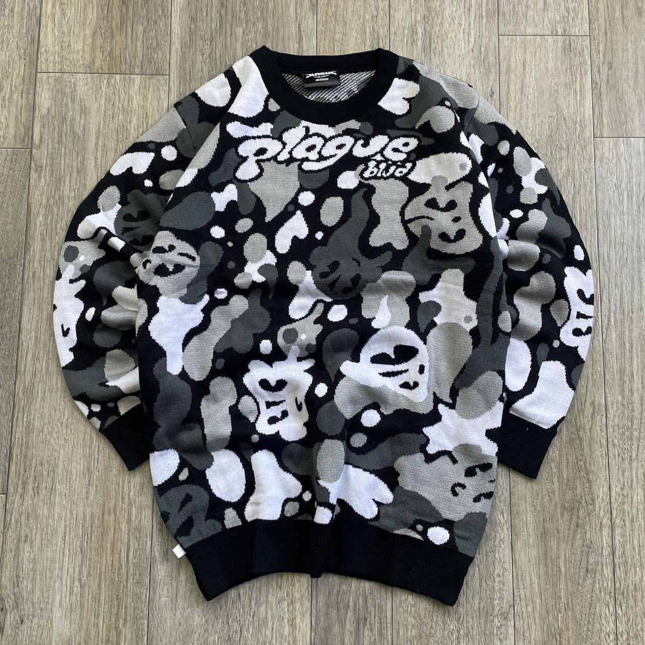 Vintage Y2K Black and White Snow Camo Plague Inc Lil... | Depop