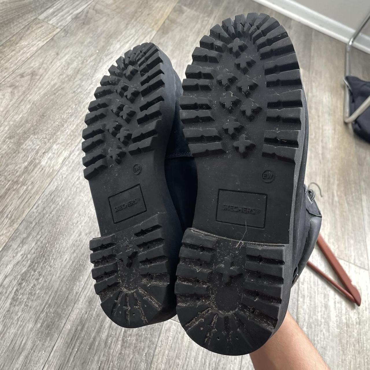 Black suede chunky Timberland style sketcher boot... | Depop