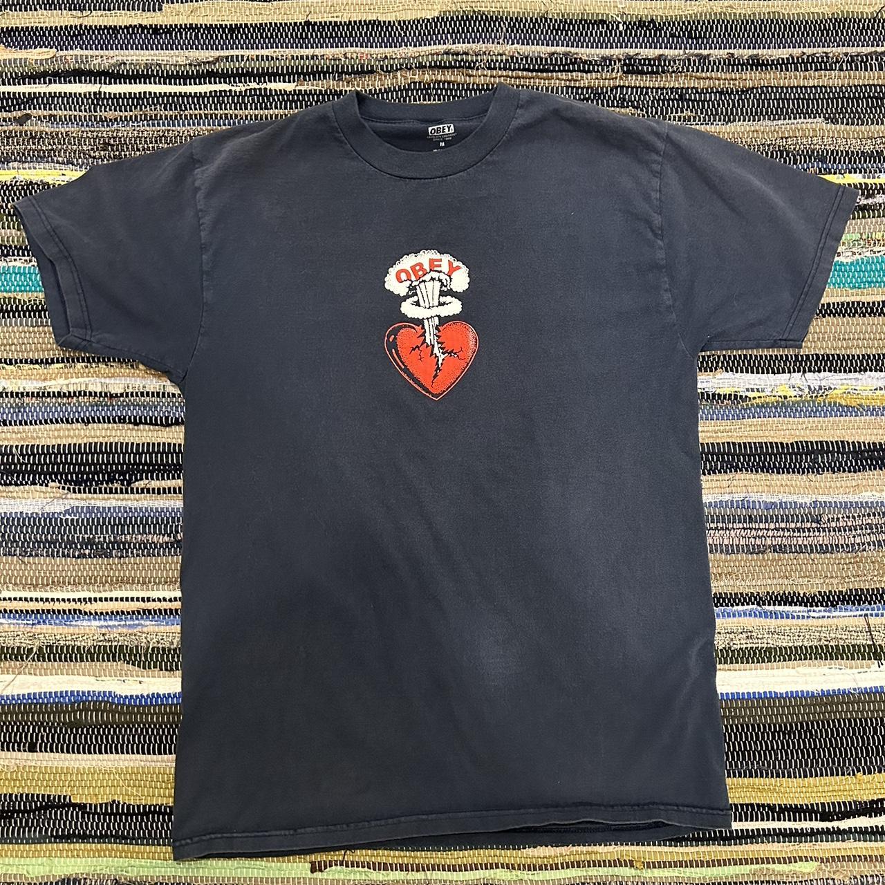 Super cool heart obey shirt Size medium No wear and... - Depop