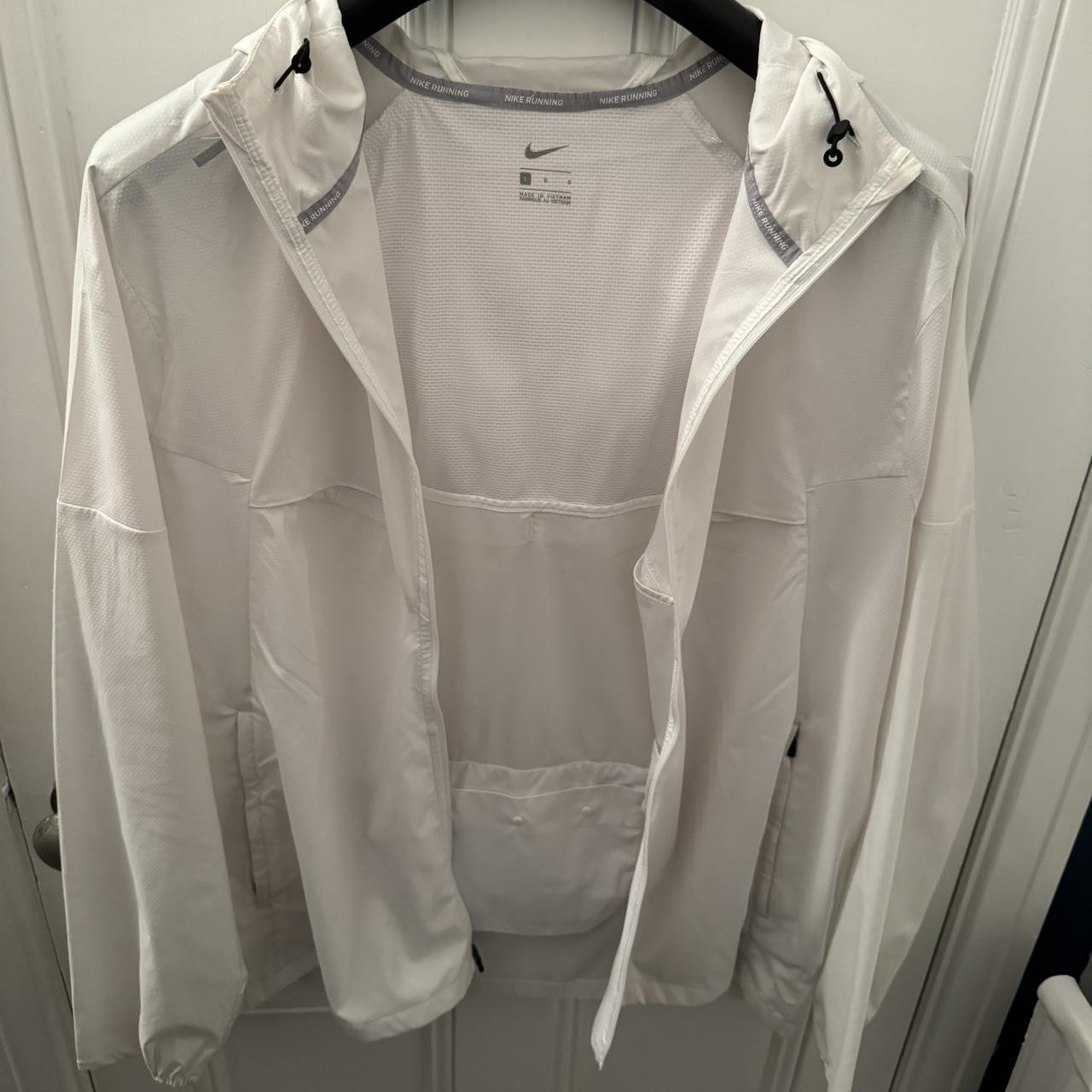 Nike Running Jacket White - L Mint condition only... - Depop