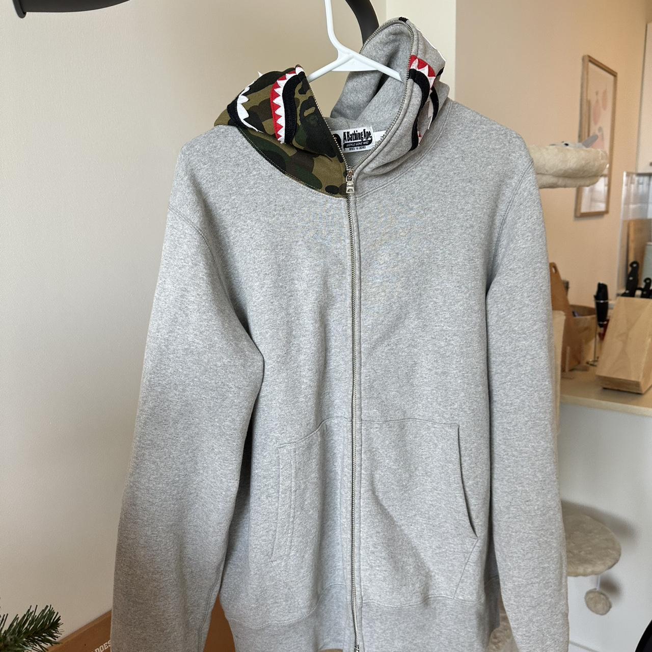 Grey original BAPE shark hoodie #BAPE - Depop
