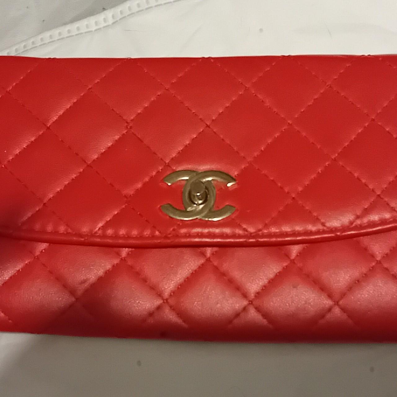 Chanel clutch red quilted design Excellent... - Depop