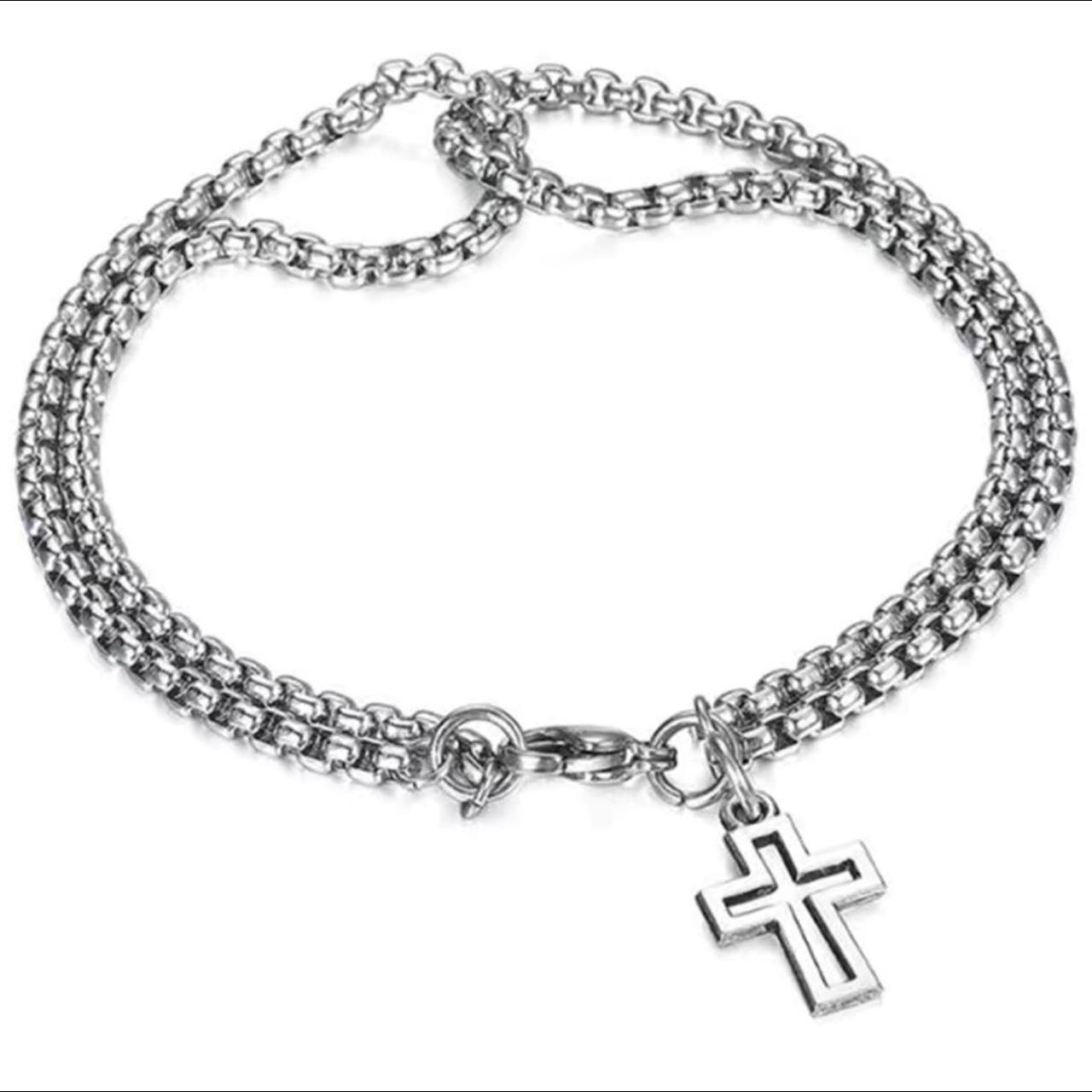 Brand new Men's Cross Double Chain Pendant Cross... - Depop