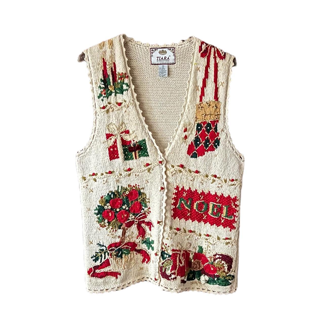 Vintage 80’s Stunning Christmas Vest with many... - Depop