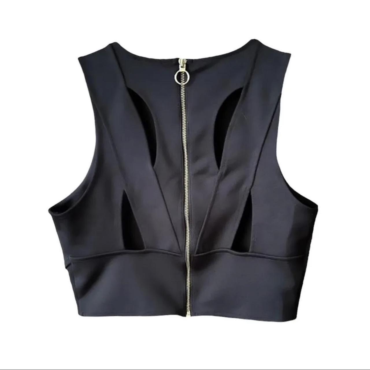 Vintage 90’s Punk goth cut out look crop top Black... - Depop
