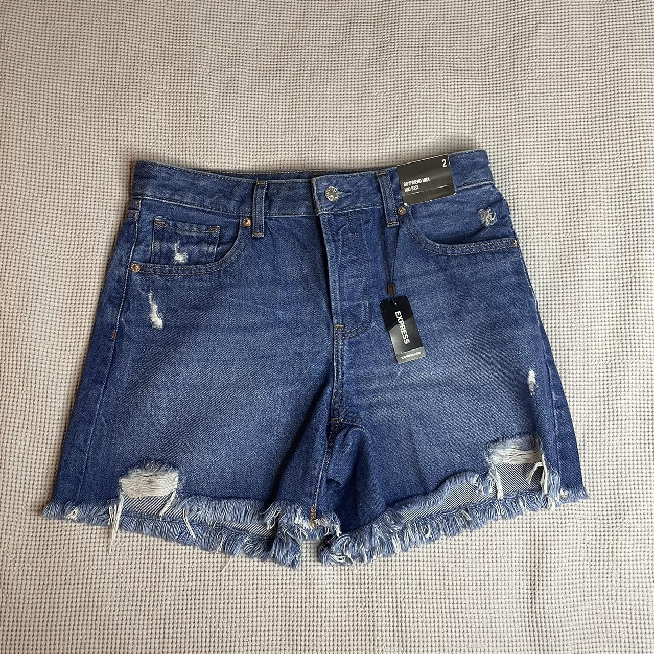 Express Women’s Denim Shorts Size 2 Mid Rise Brand... - Depop