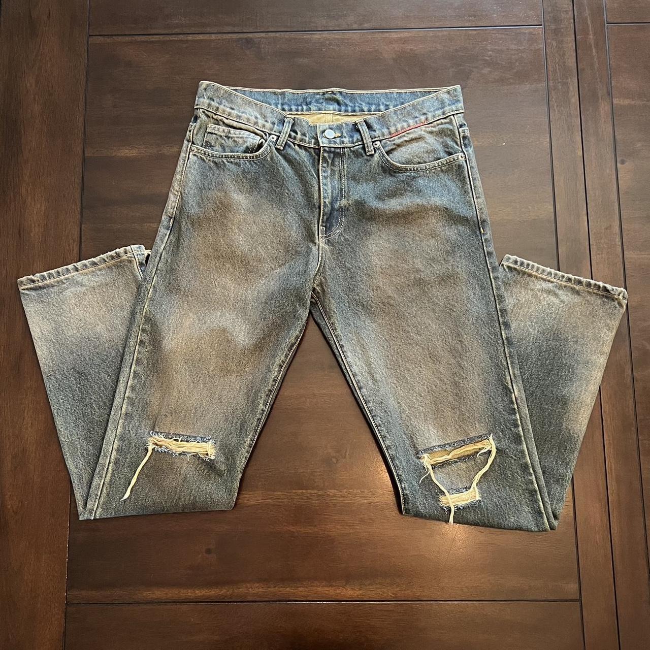 Faded ripped loose jeans Really nice distressed... - Depop