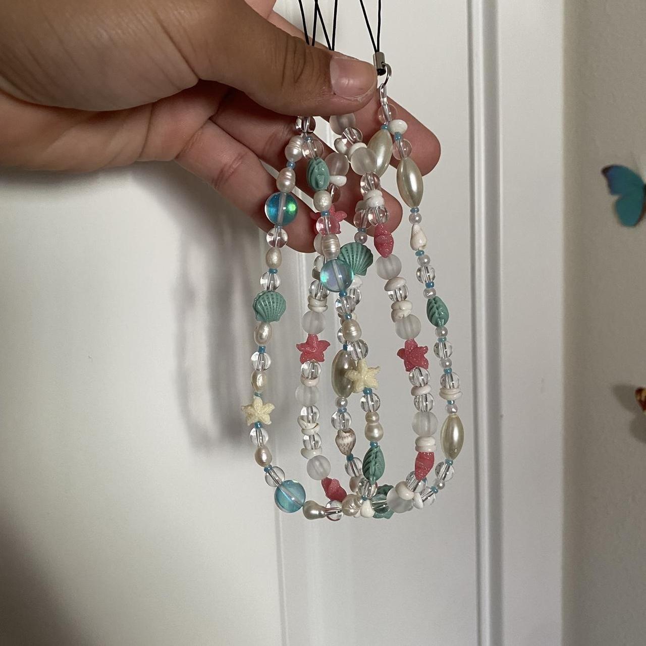 Summertime sea shell cell phone strap/keychain... - Depop