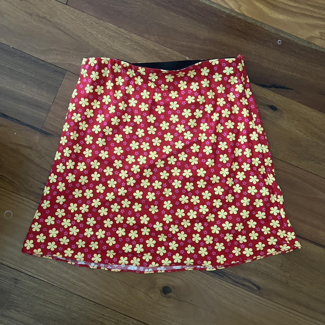 Zazi Swim Red Floral Mini Skirt Size Small Sample Depop