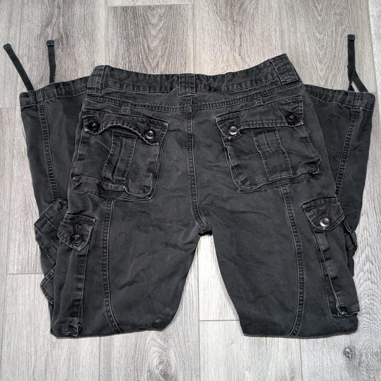Black Matchstick cargo pants with adjustable waist... | Depop