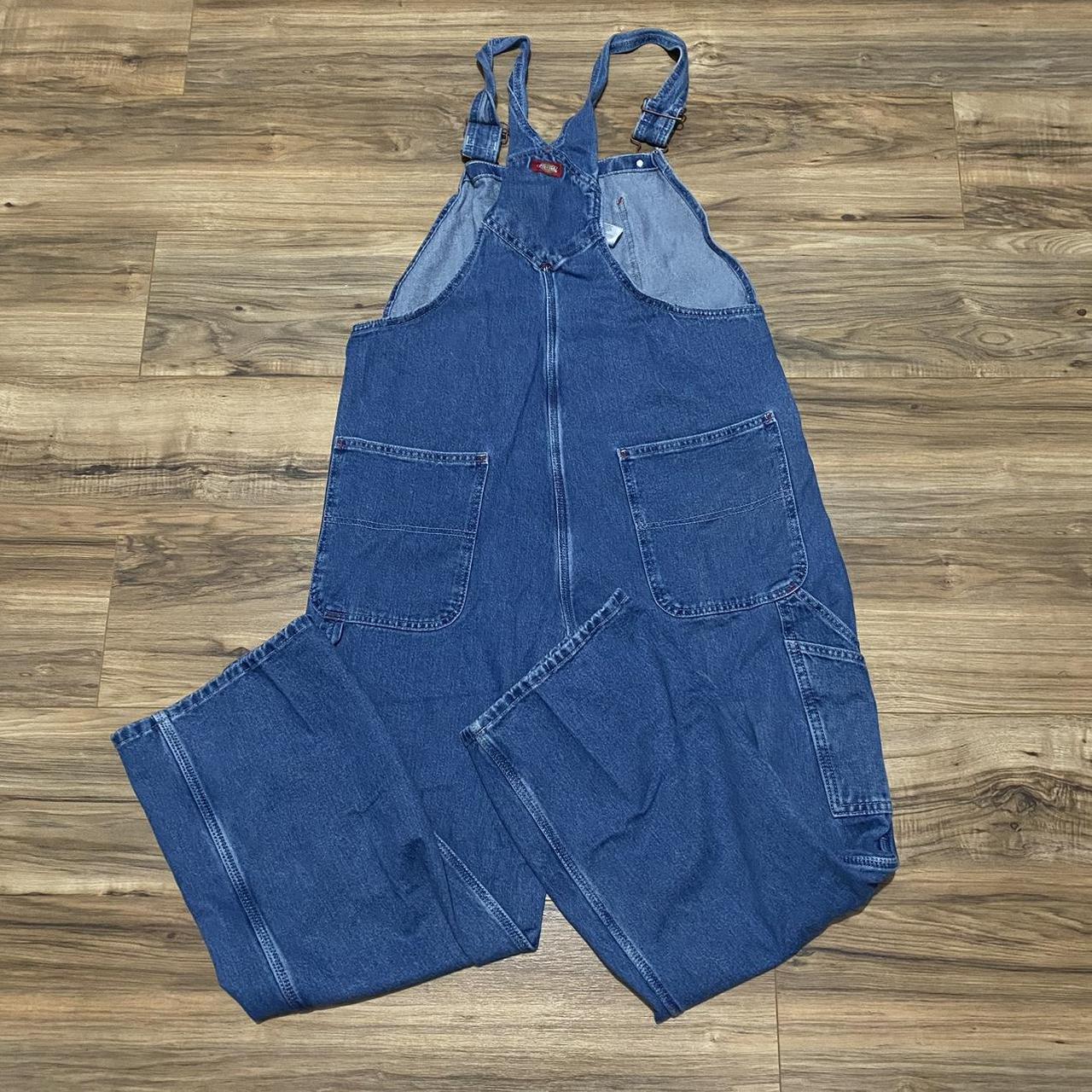 y2k Dickies Blue Denim Overalls Size 36x30 vintage... - Depop