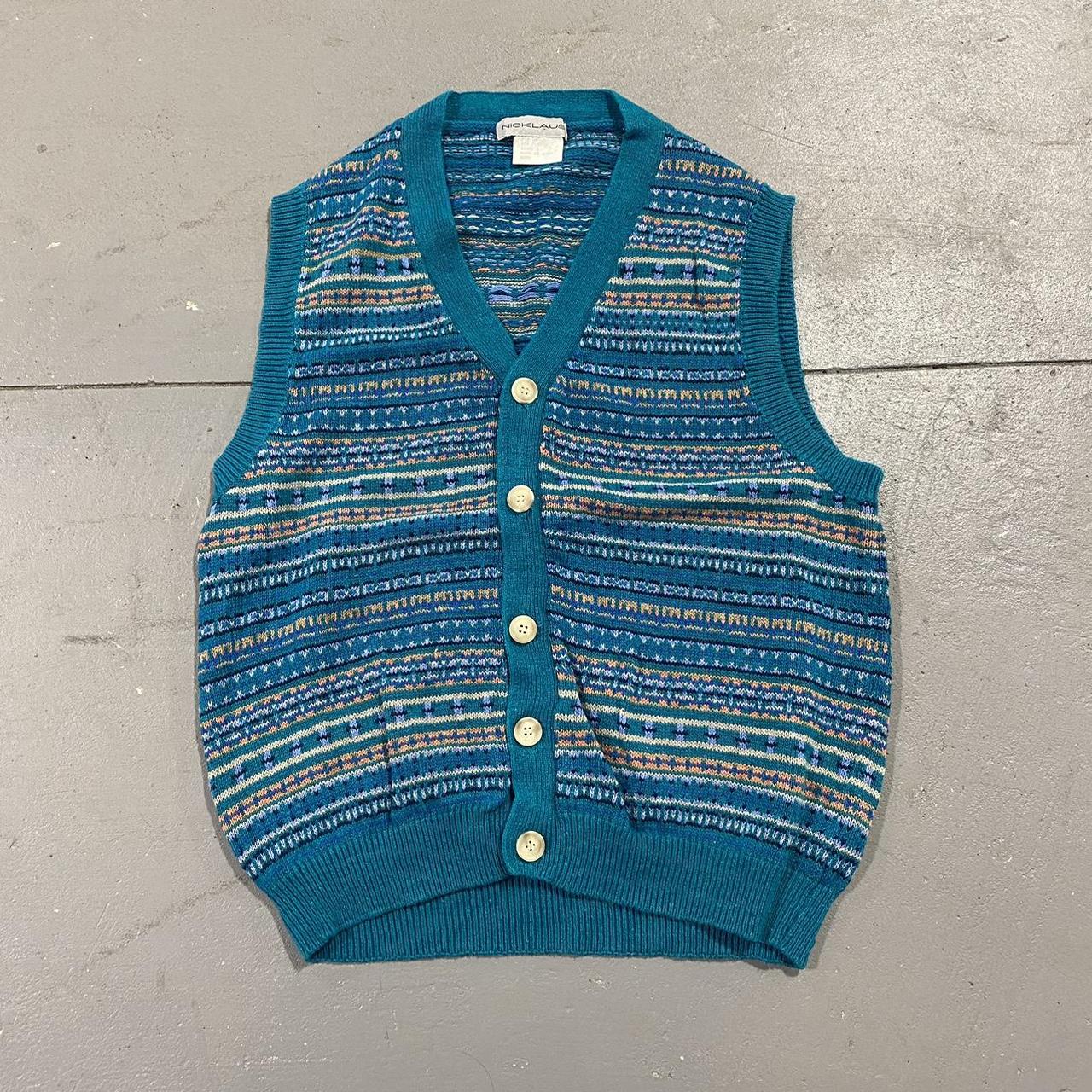 90s Nicklaus Linen Art Pattern Knit Sweater Vest... - Depop