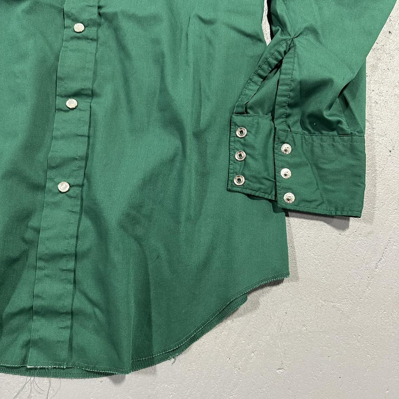 90s H Bar C Pearl Snap Green Western Button Up Shirt... | Depop