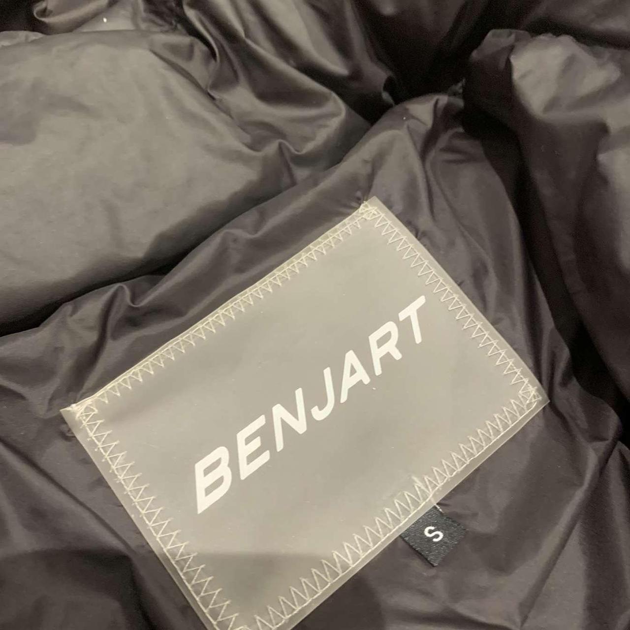 Benjart coat triple black small rip can easily been... - Depop