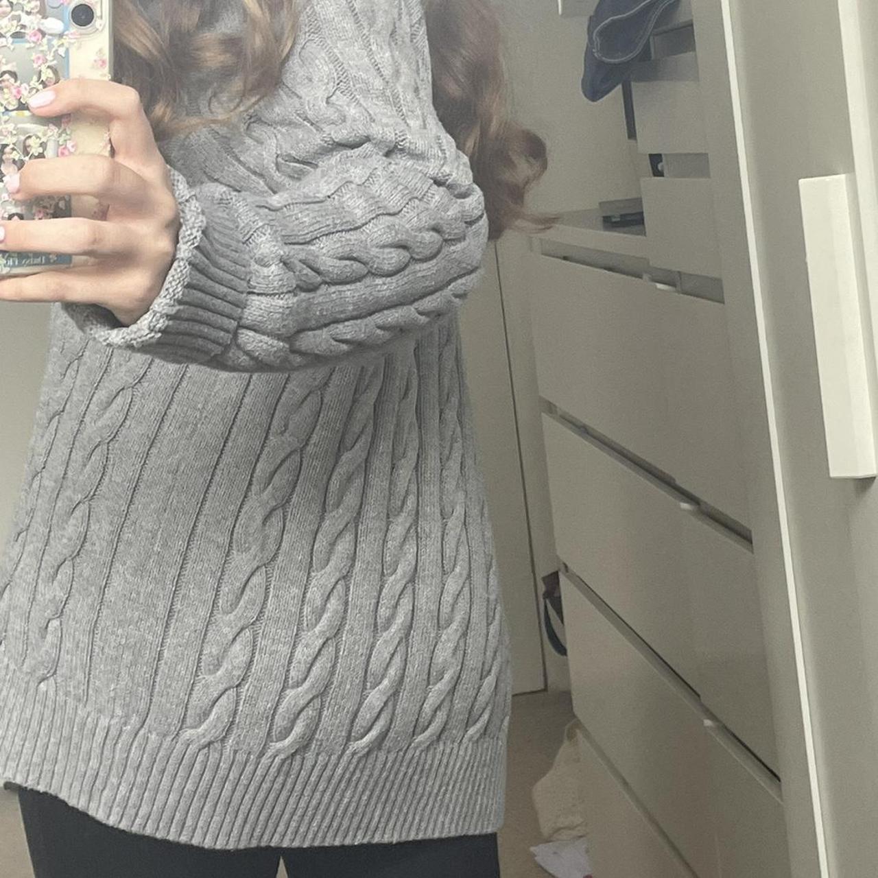 polo ralph lauren grey cable knit cotton jumper... - Depop