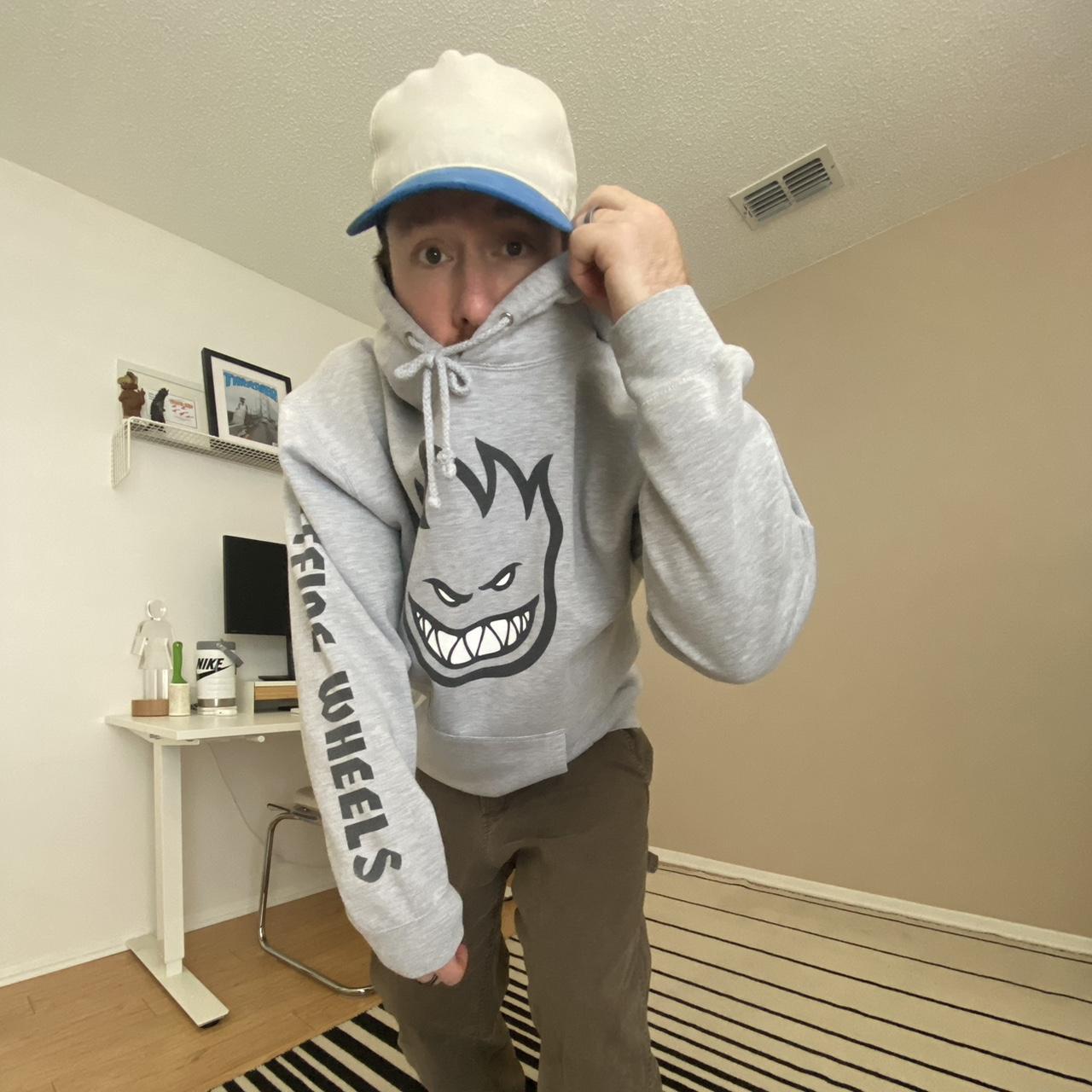 Spitfire Hoodie Sleeve Print Heather Gray Size L... - Depop