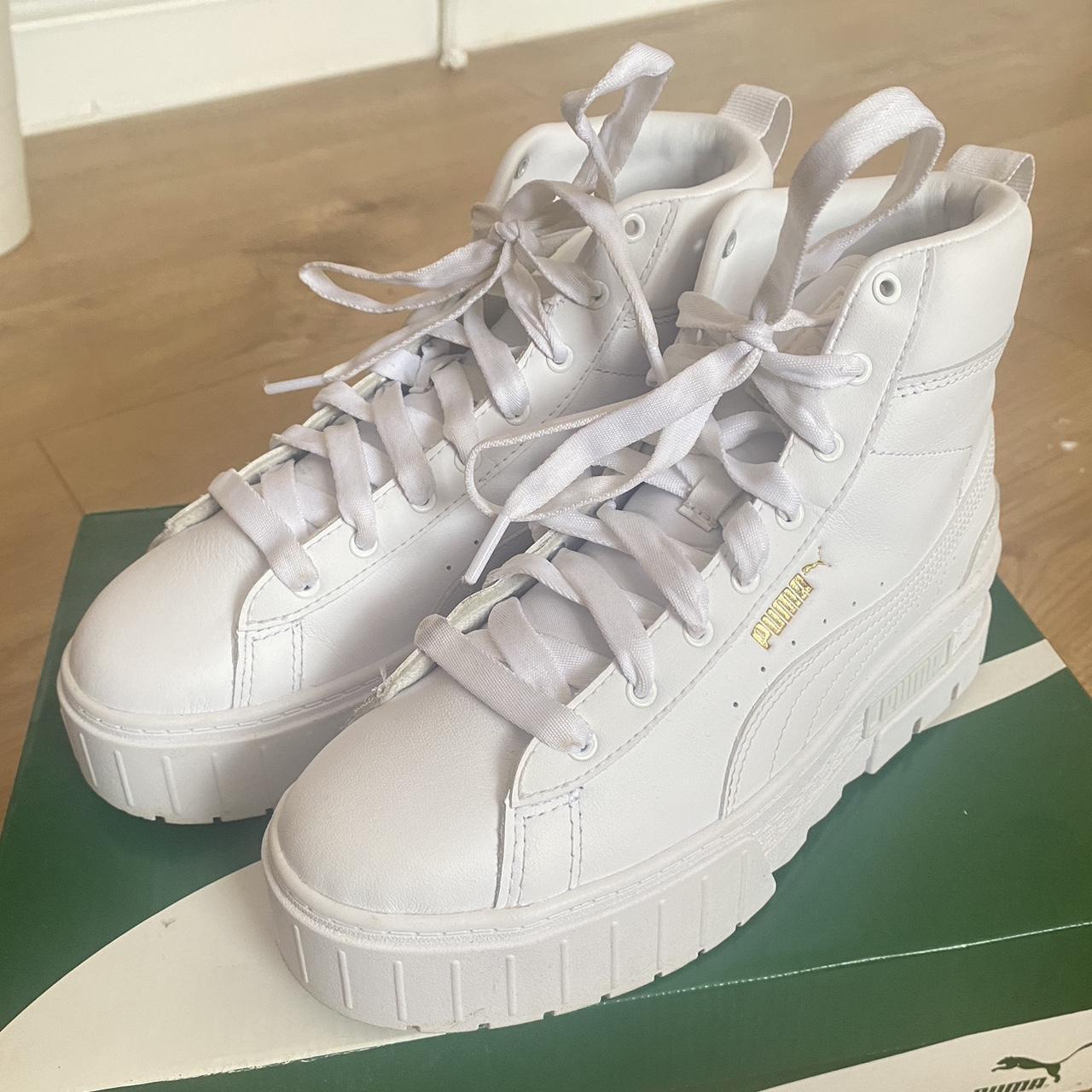 Puma Mayze Mid chunky trainers in white - size 5 - Depop
