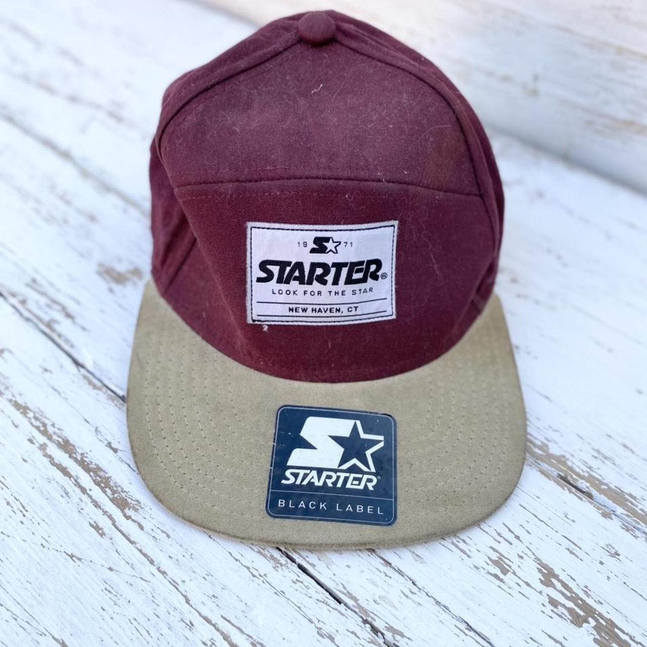 Starter Men's Burgundy and Cream Hat | Depop